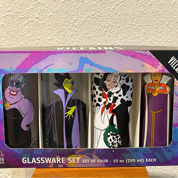 Disney | Dining | Disney Villain Glassware Set Of 4 Oz Glasses | Poshmark